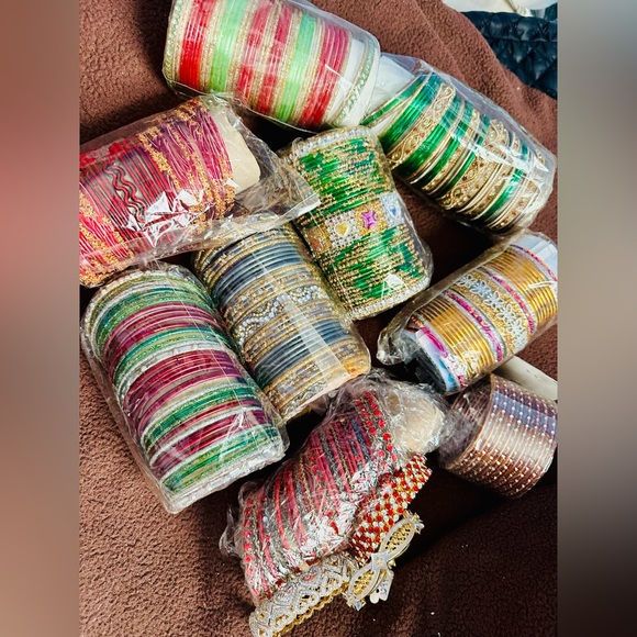 unbranded | Jewelry | Glass Metal Bangles Churian Traditional Indian ...